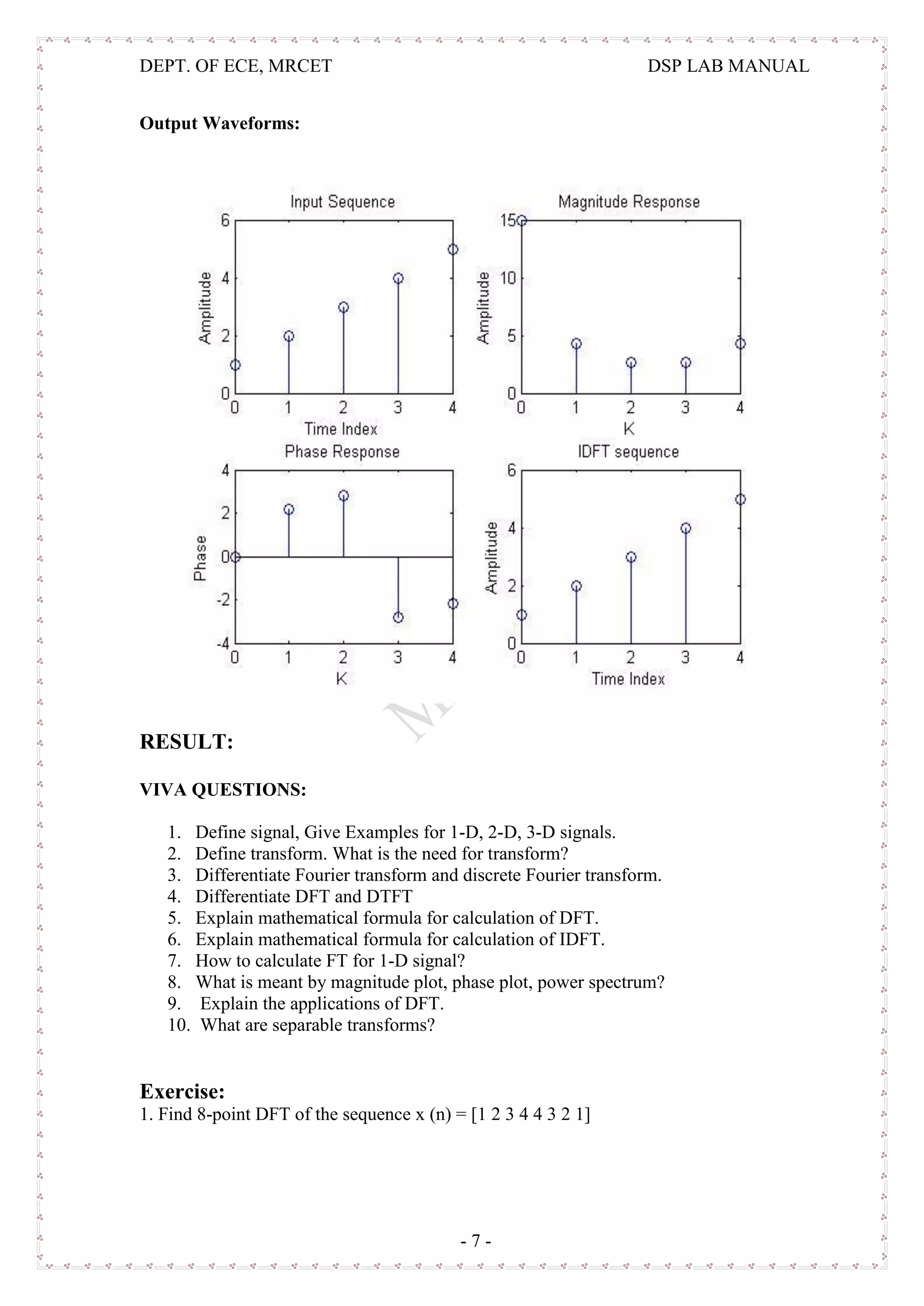 Dsp lab manual | PDF