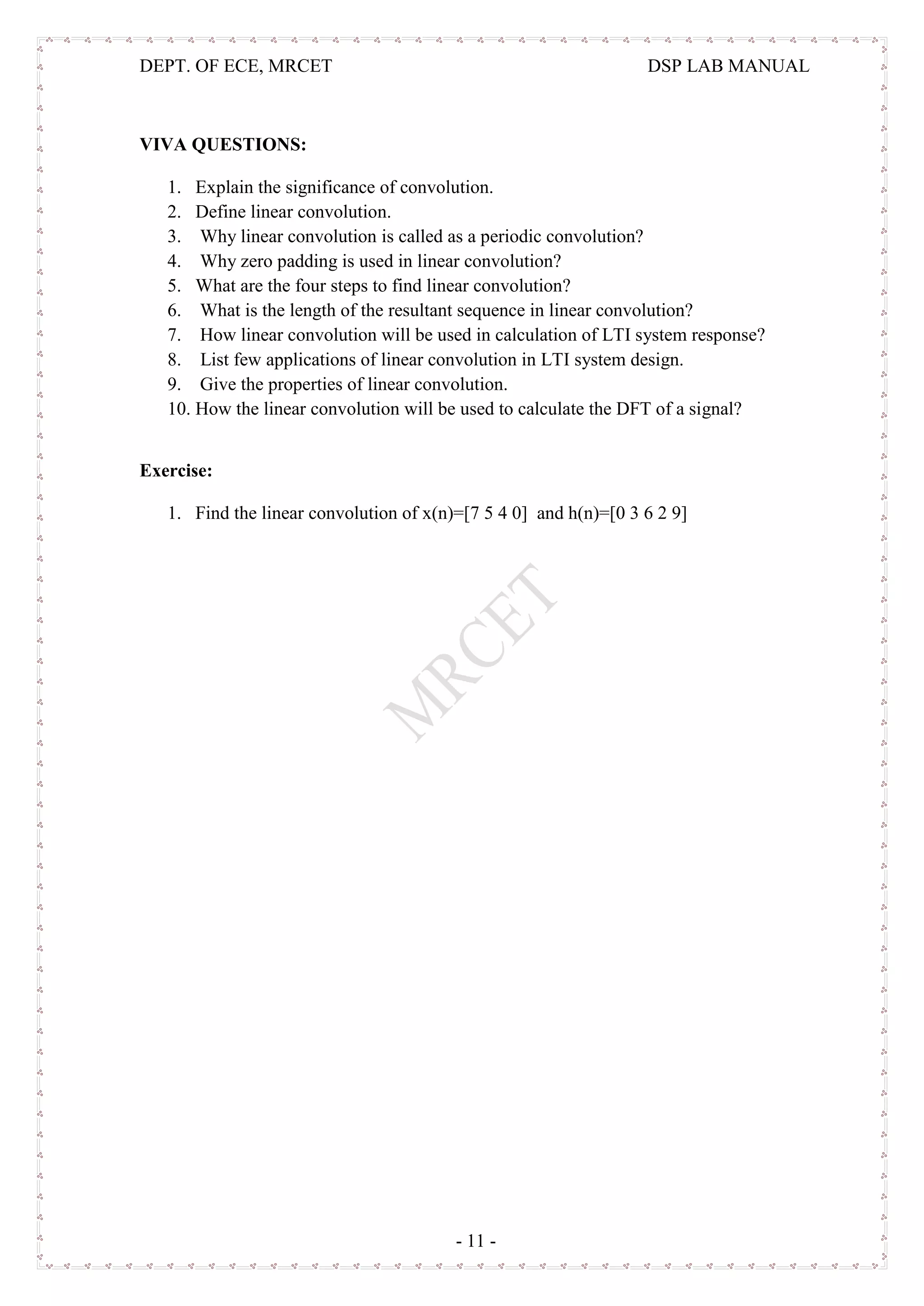 Dsp lab manual | PDF
