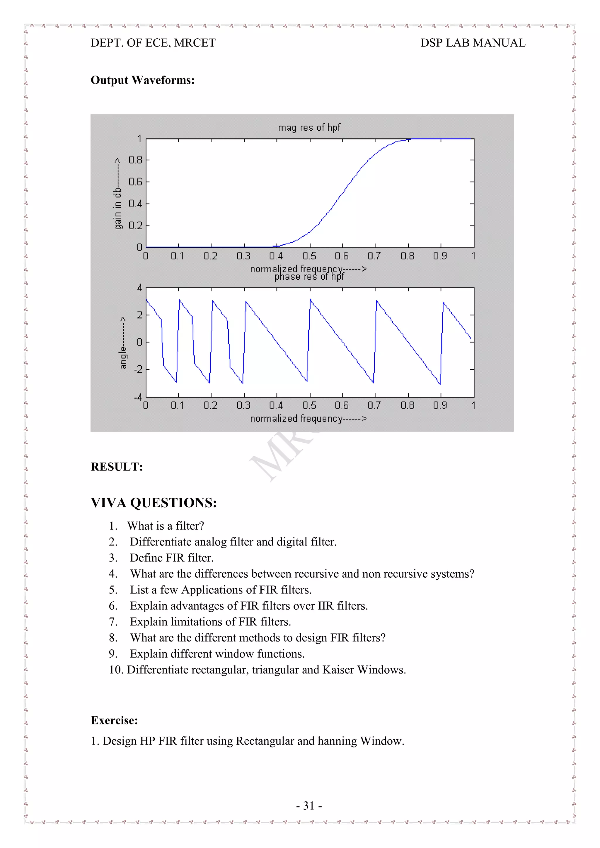 Dsp lab manual | PDF
