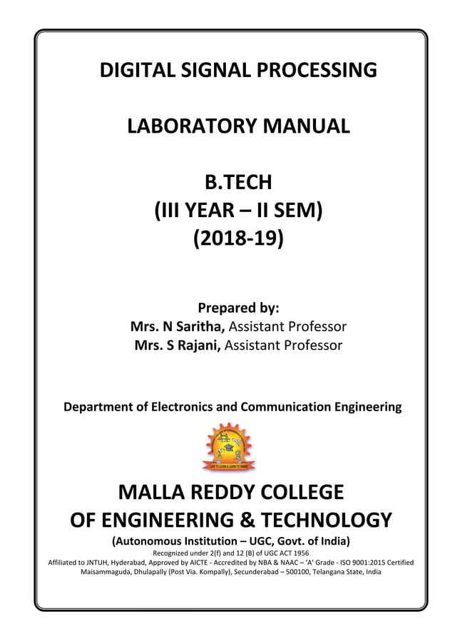 Dsp lab manual | PDF