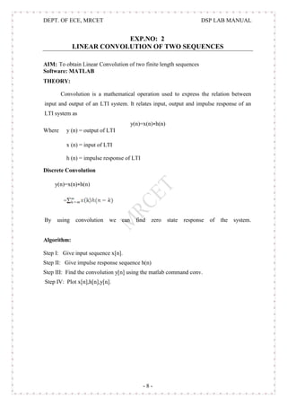 Dsp lab manual | PDF