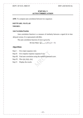 Dsp lab manual | PDF