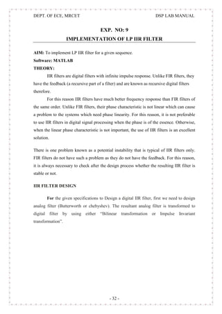 Dsp lab manual | PDF