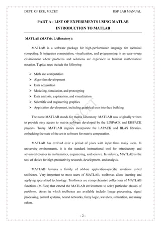 Dsp lab manual | PDF