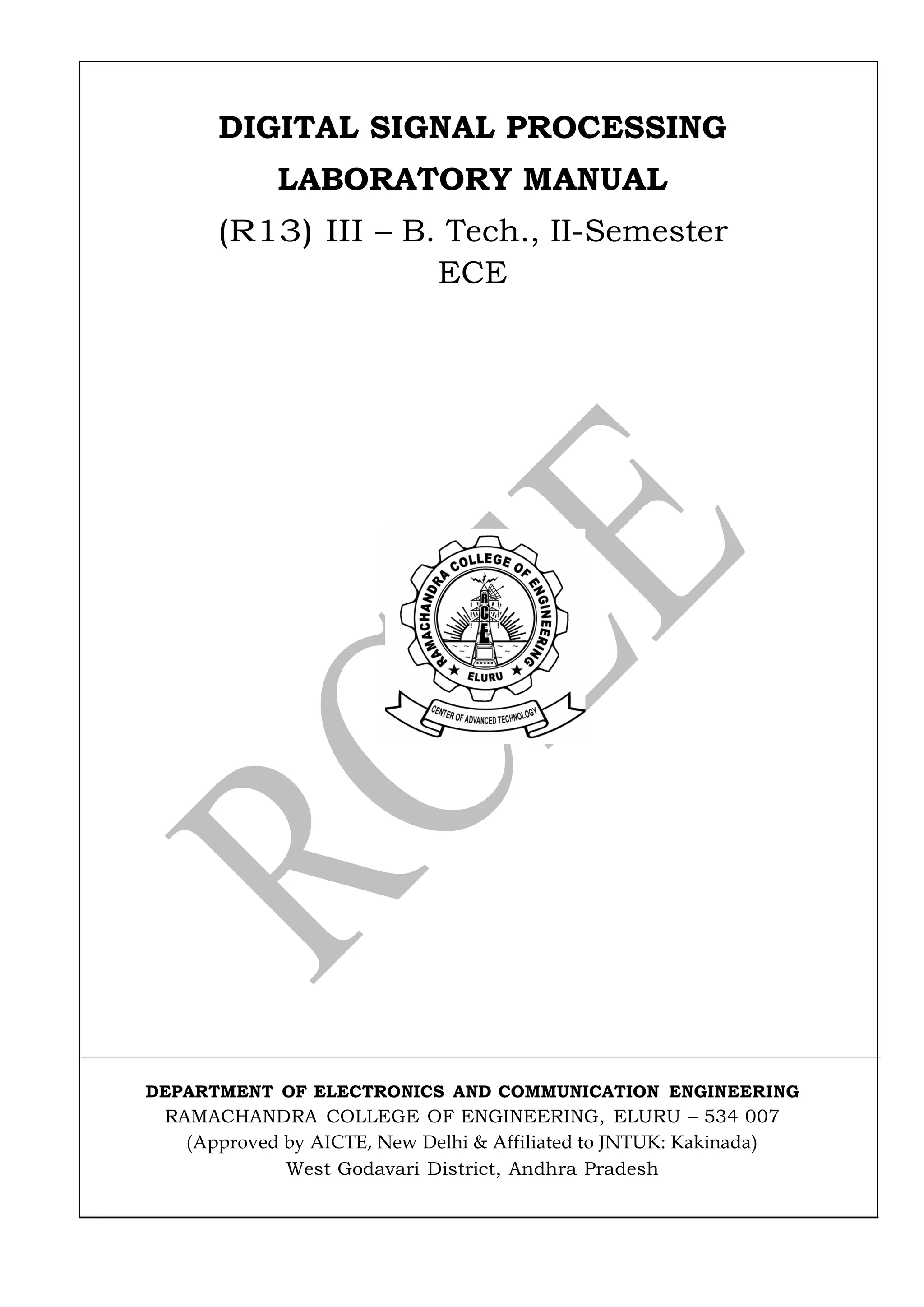 Dsp lab manual 15 11-2016 | PDF