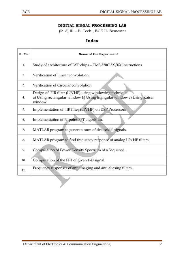 Dsp lab manual 15 11-2016 | PDF | Computer Software and Applications ...