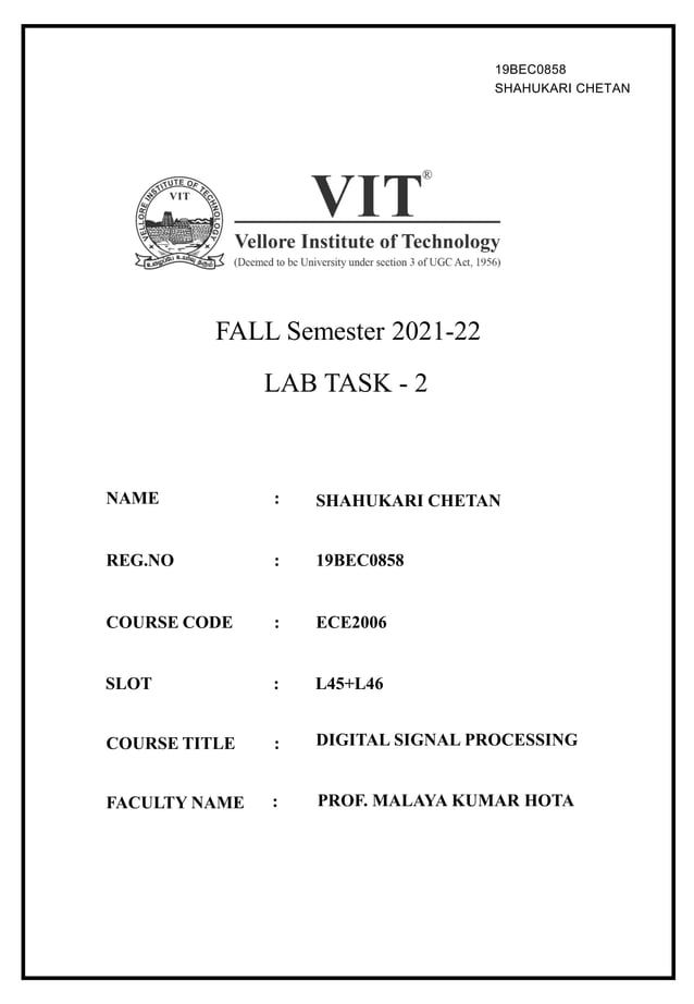 Dsp lab task 2 | PDF