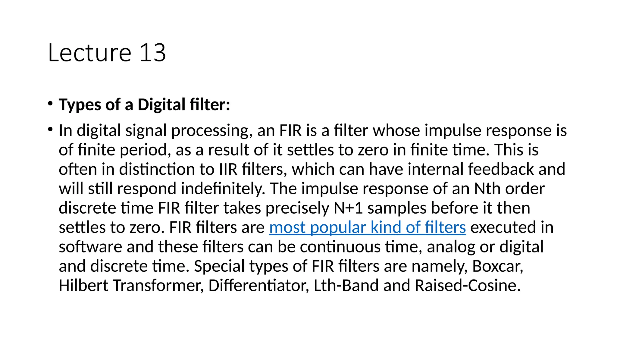 DSP lec 9 Digital Filters and its types ppt | PPTX | Digital Audio | Computer Software and ...