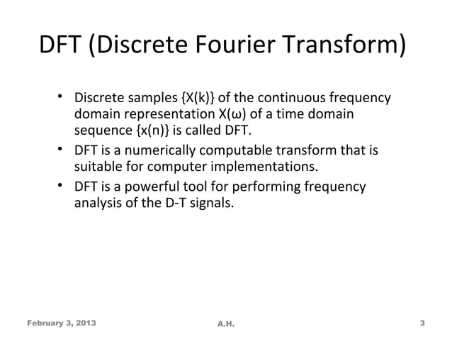 Dsp Lecture Vol 2 Dft And Fft Ppt