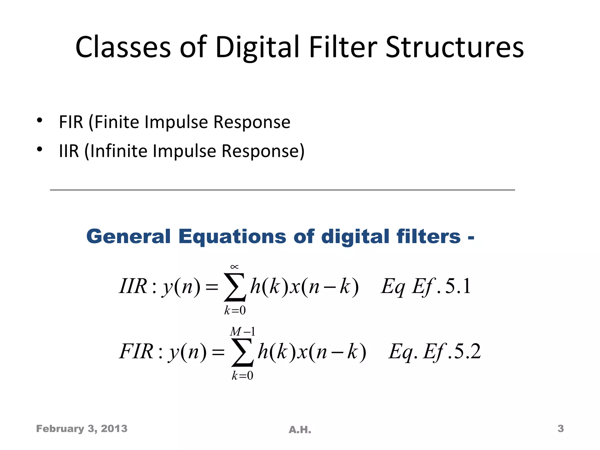 Dsp lecture vol 4 digital filters | PPT | Digital Audio | Computer Software and Applications