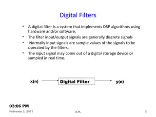 Dsp lecture vol 4 digital filters | PPT | Digital Audio | Computer Software and Applications
