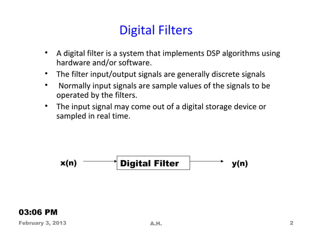 Dsp lecture vol 4 digital filters | PPT | Digital Audio | Computer ...