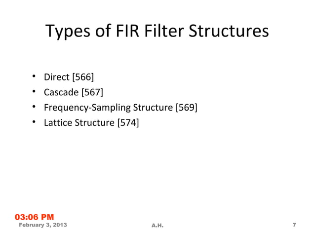 Dsp lecture vol 4 digital filters | PPT | Digital Audio | Computer Software and Applications