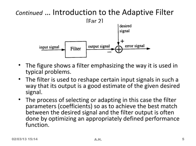 Dsp lecture vol 7 adaptive filter | PPT | Digital Audio | Computer Software and Applications