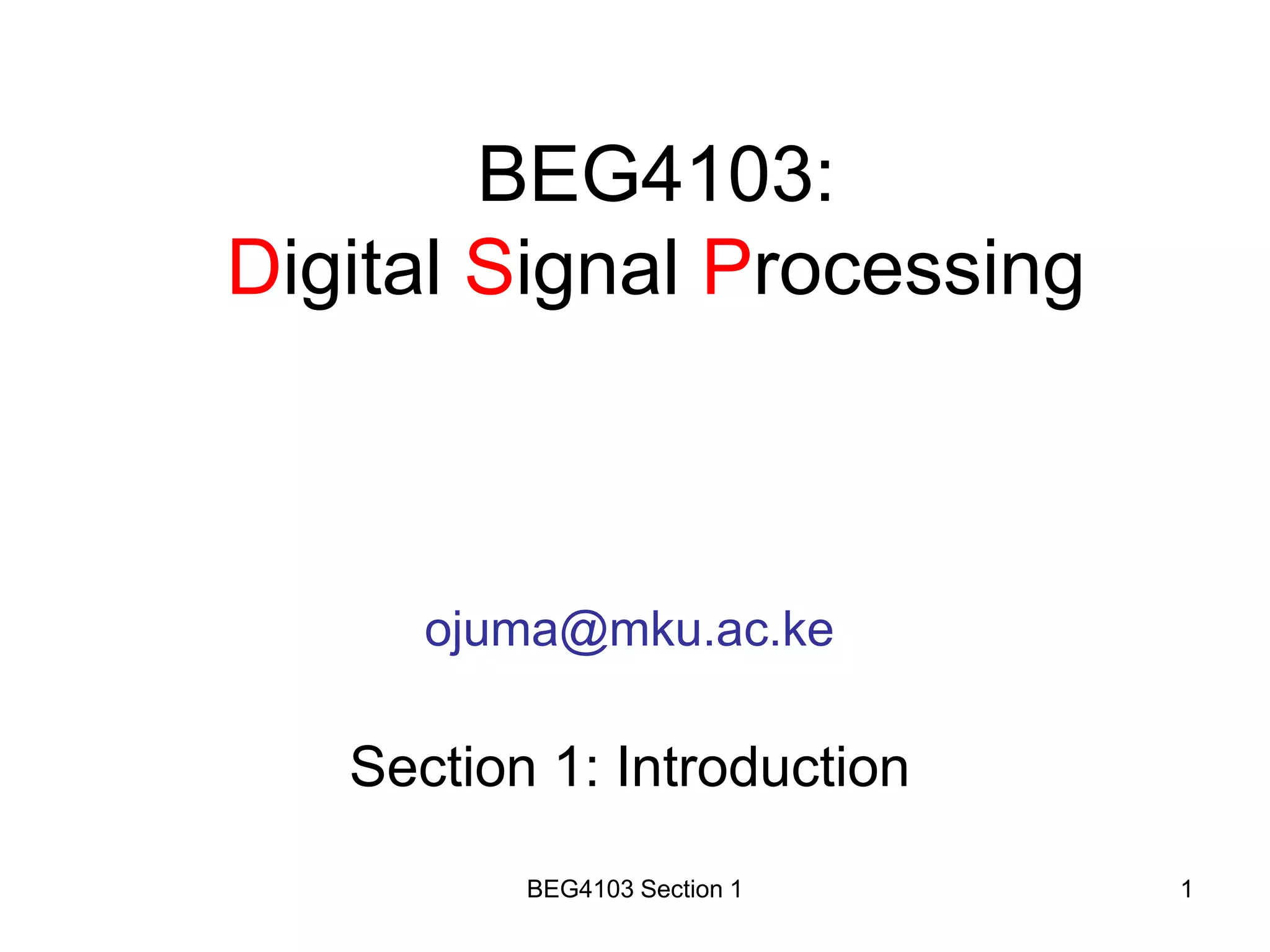 DSP Lesson 1 Slides (1).pdf | Physics | Science