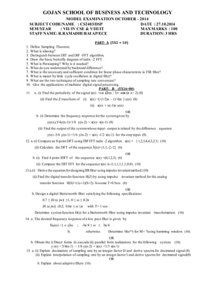 Dsp model exam qp | DOCX