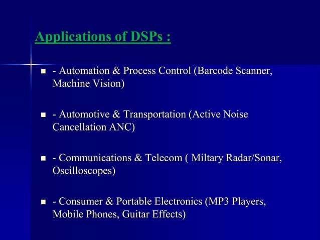Digital Signal Processors - DSP's | PPTX