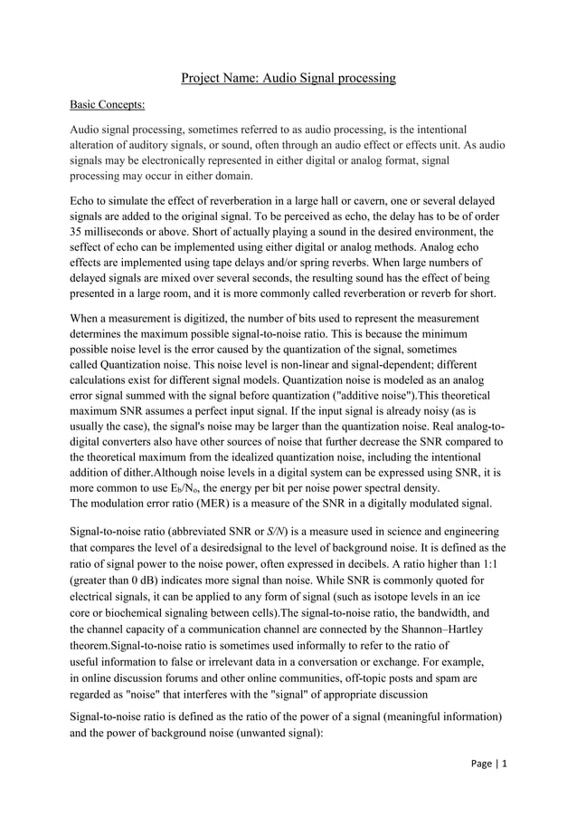 Audio Signal Processing | PDF