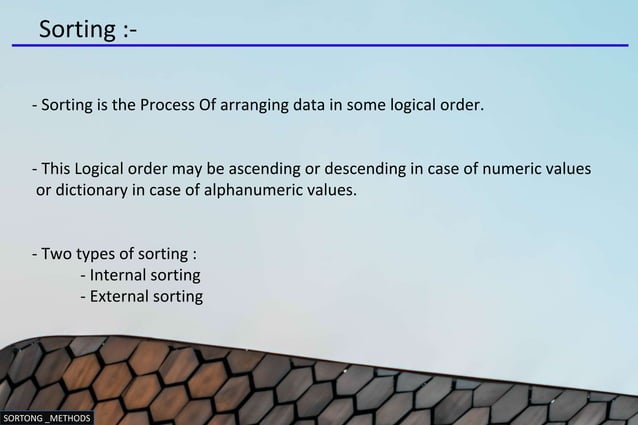 DS PPT - ( 1 )SORTING lgoritham techniques with bast example | PPT DS PPT - ( 1 )SORTING lgoritham techniques with bast example | PPT