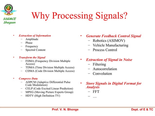Digital signal processing concepts and real time applications | PPT