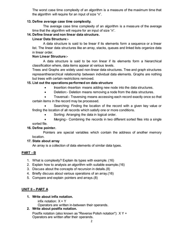 Data Structure Question Bank(2 marks) | DOCX