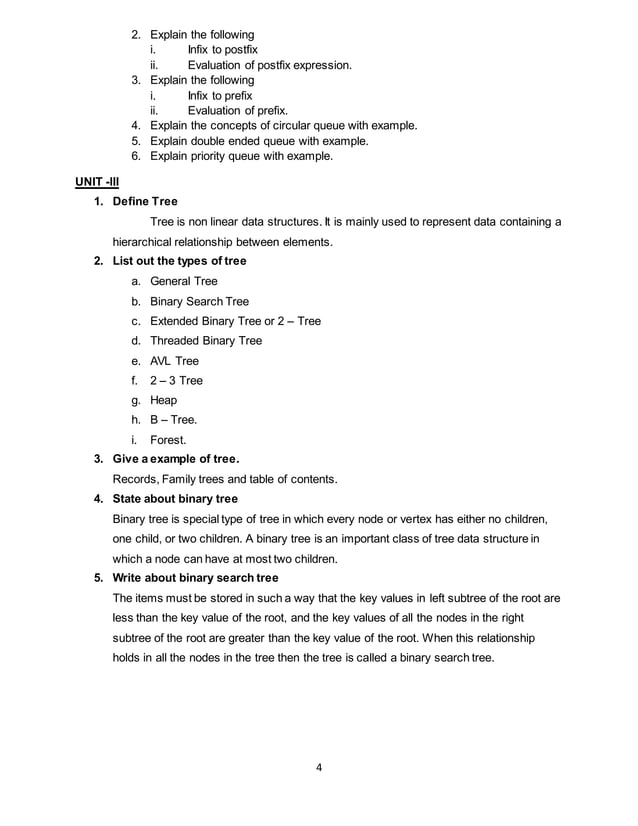 Data Structure Question Bank(2 marks) | DOCX
