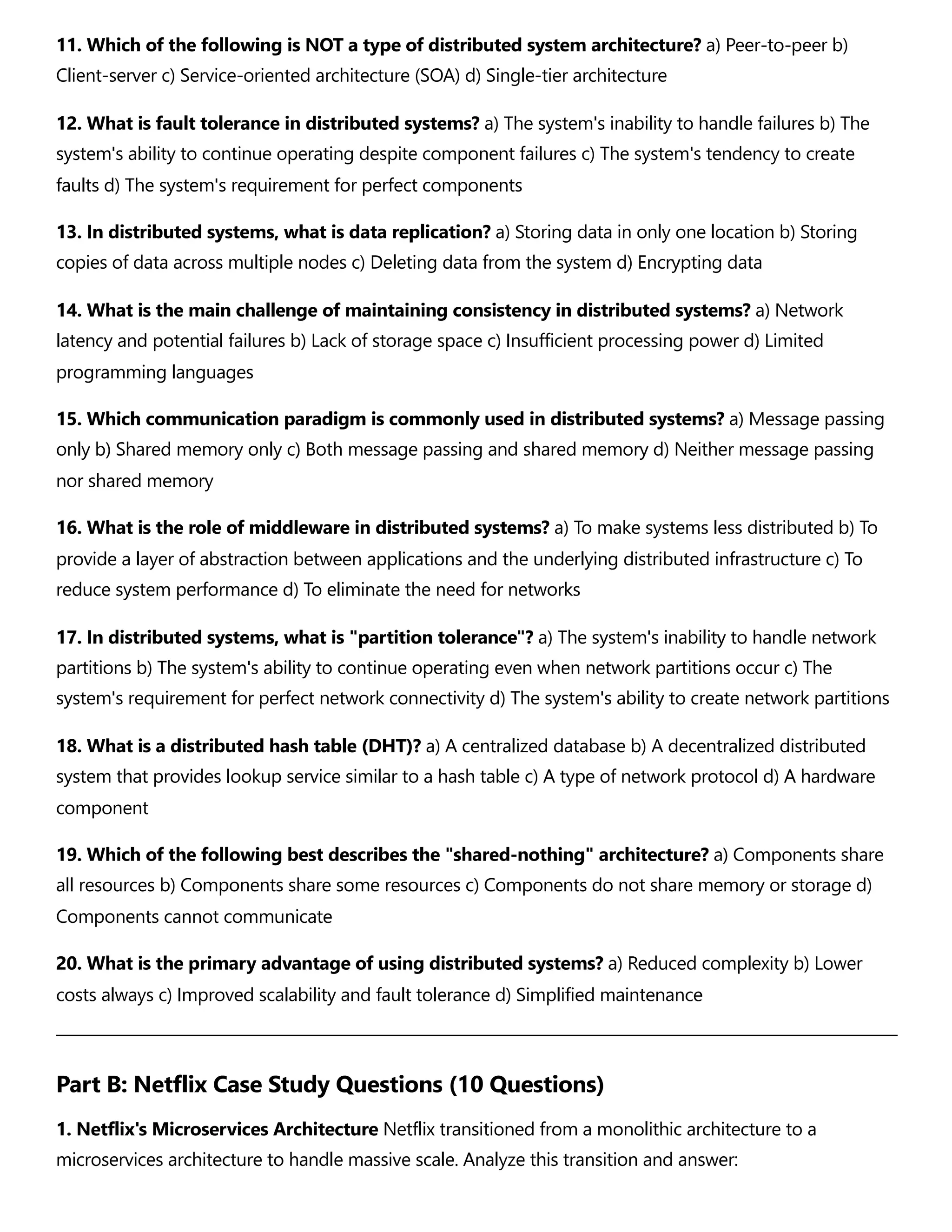 Distributed Systems Multiple Choice Questions | Practice for Exams & Interviews| Case Study ...