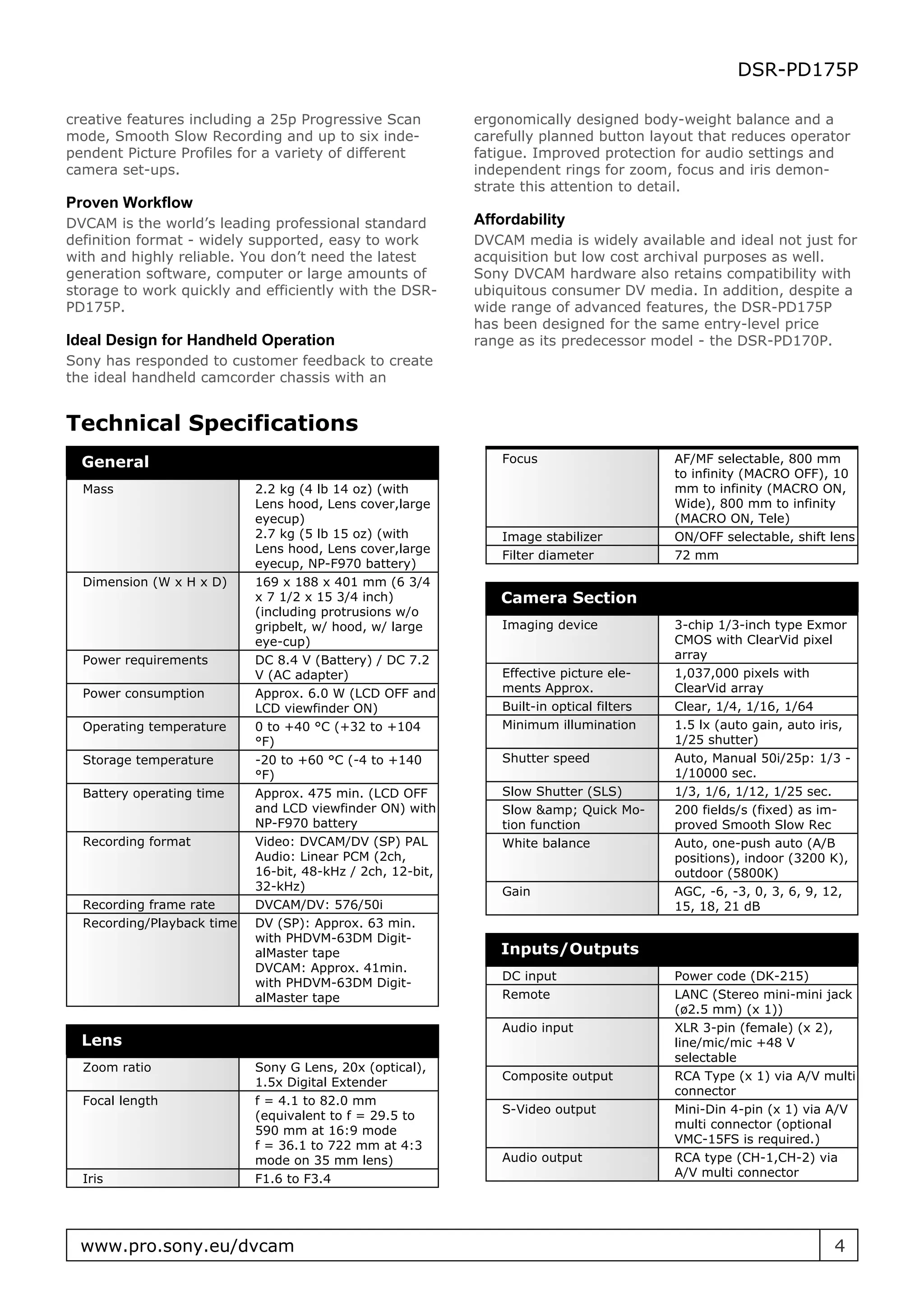 Sony DSR-PD175P | PDF