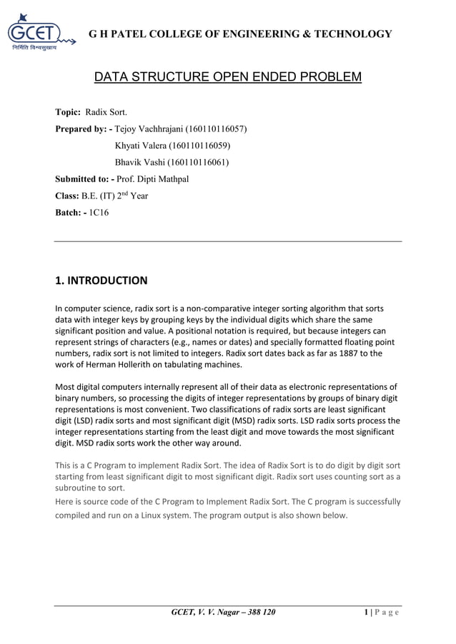 Data Structure Radix Sort | PDF