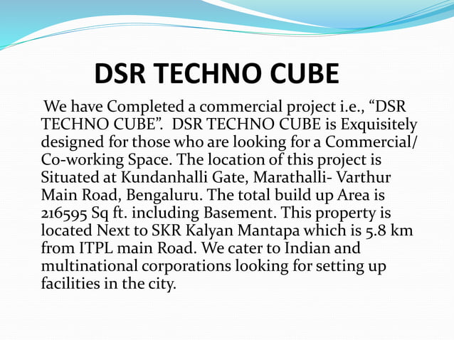 DSR TECHNO CUBE | PPT