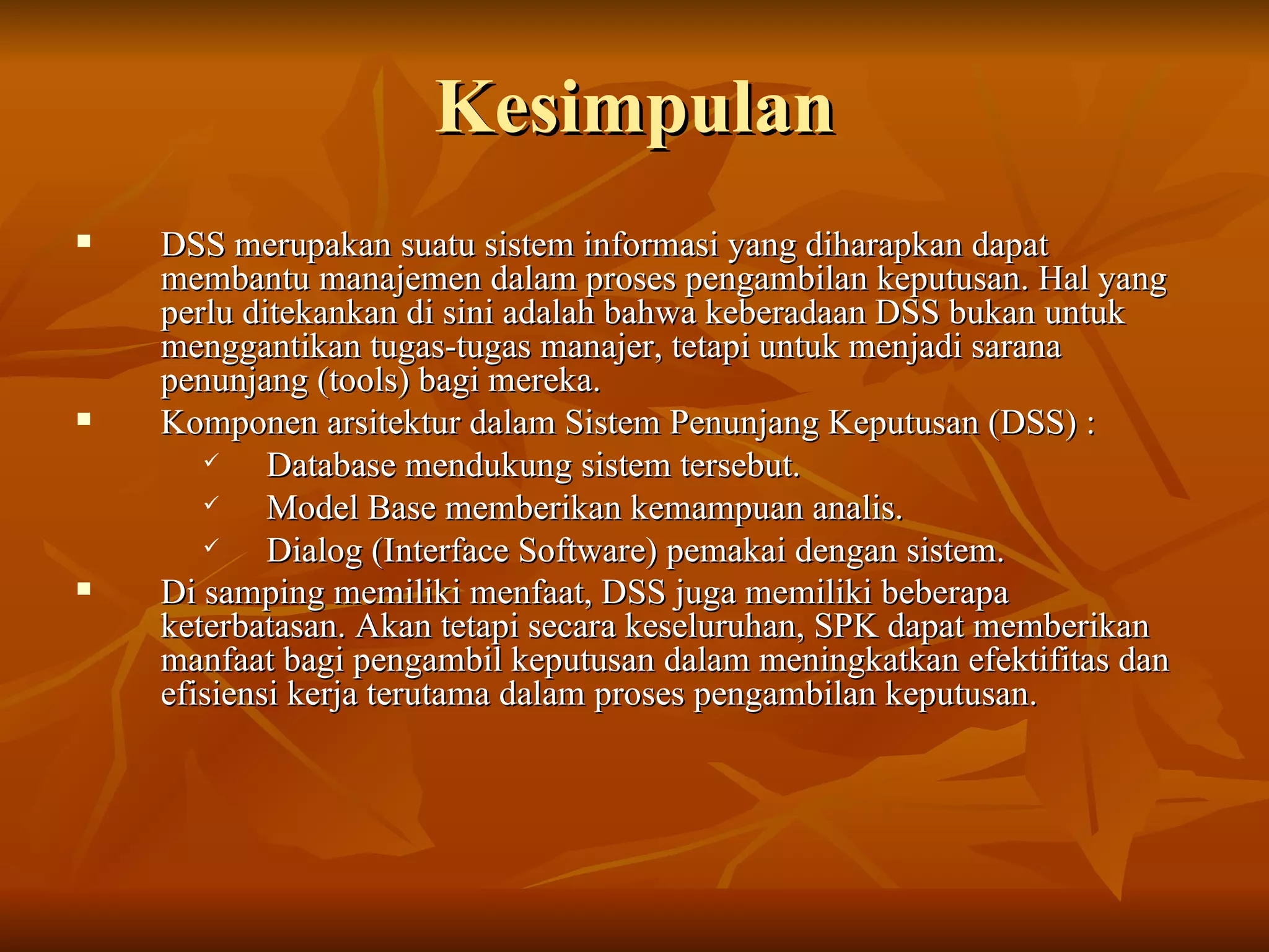 Sistem Pendukung Keputusan Ppt 