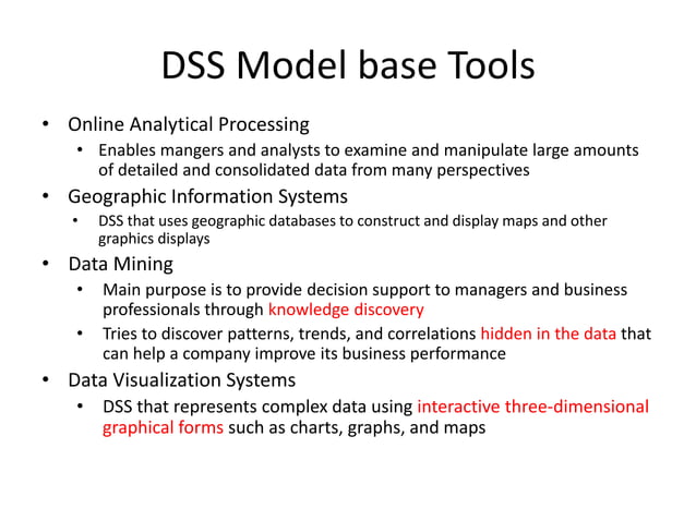 Decision Support Systems | PPTX | Databases | Computer Software and Applications