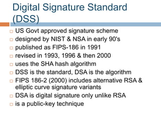 Digital Signature Standard | PPT | Technology & Computing