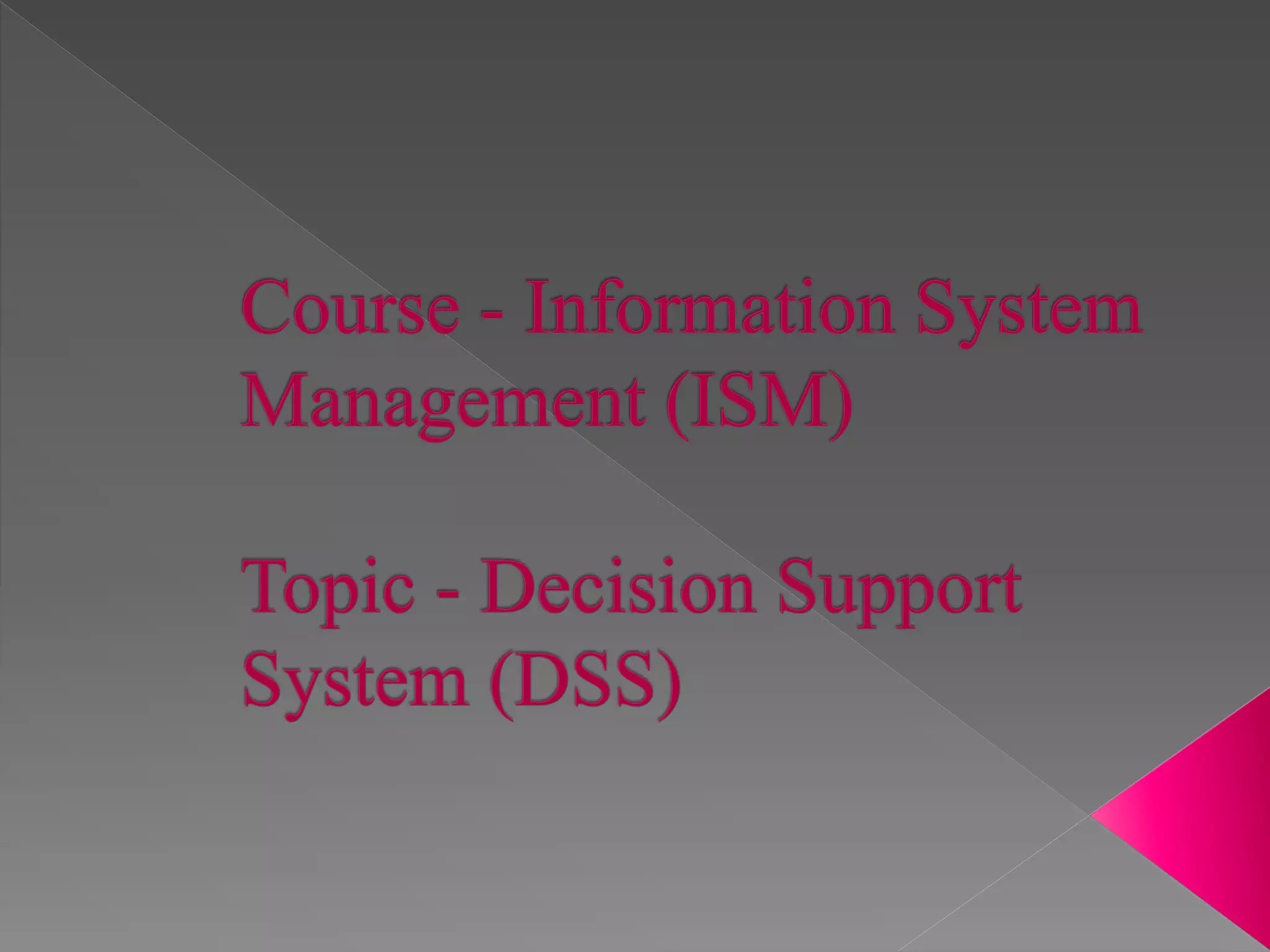 Decision Support System Ppt