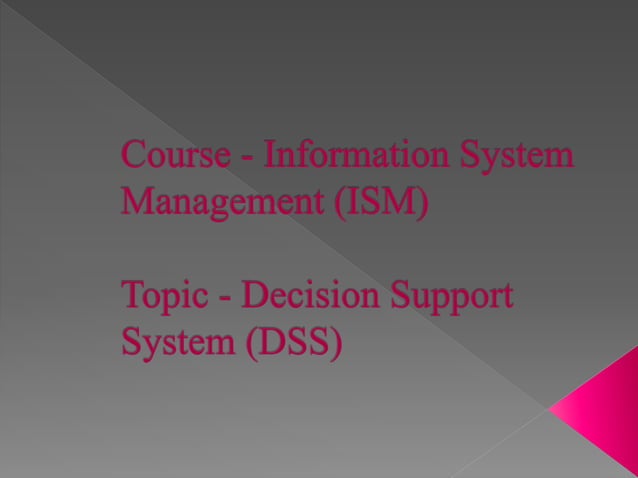 Decision Support System | PPT