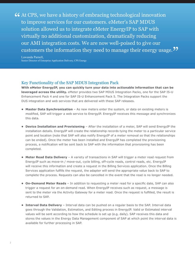 eMeter SAP MDUS Integration Pack Data Sheet | PDF