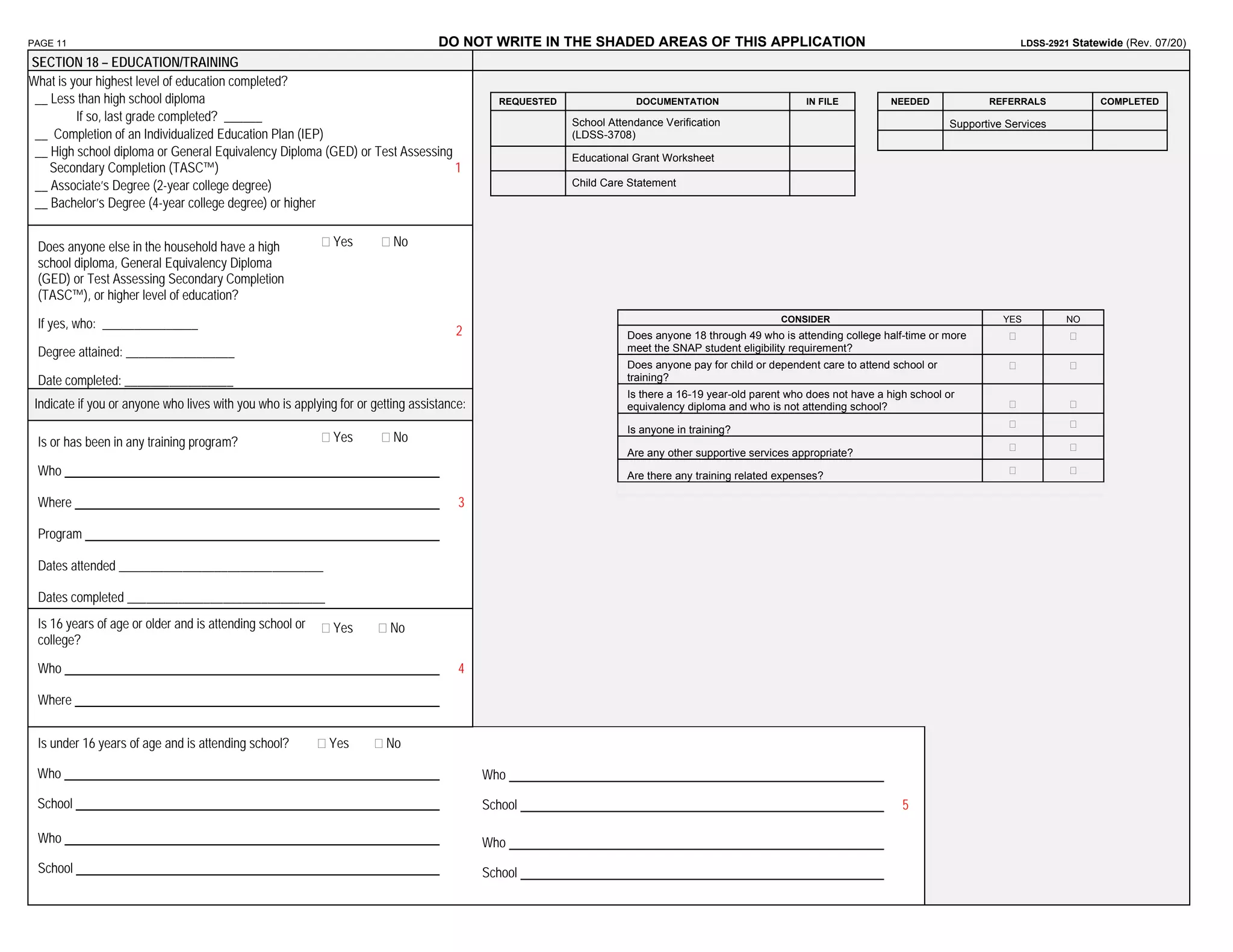 Department of Social Services: Main application/recertification ...