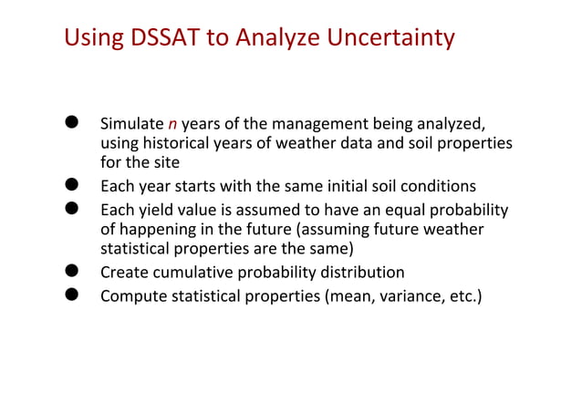 Crop modelling with the DSSAT | PPT | Agriculture | Industries