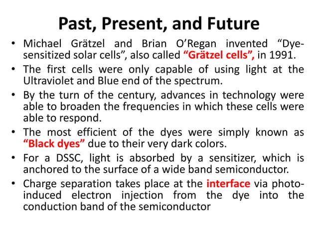 Dye Sensitized Solar cell (DSSC) | PPTX