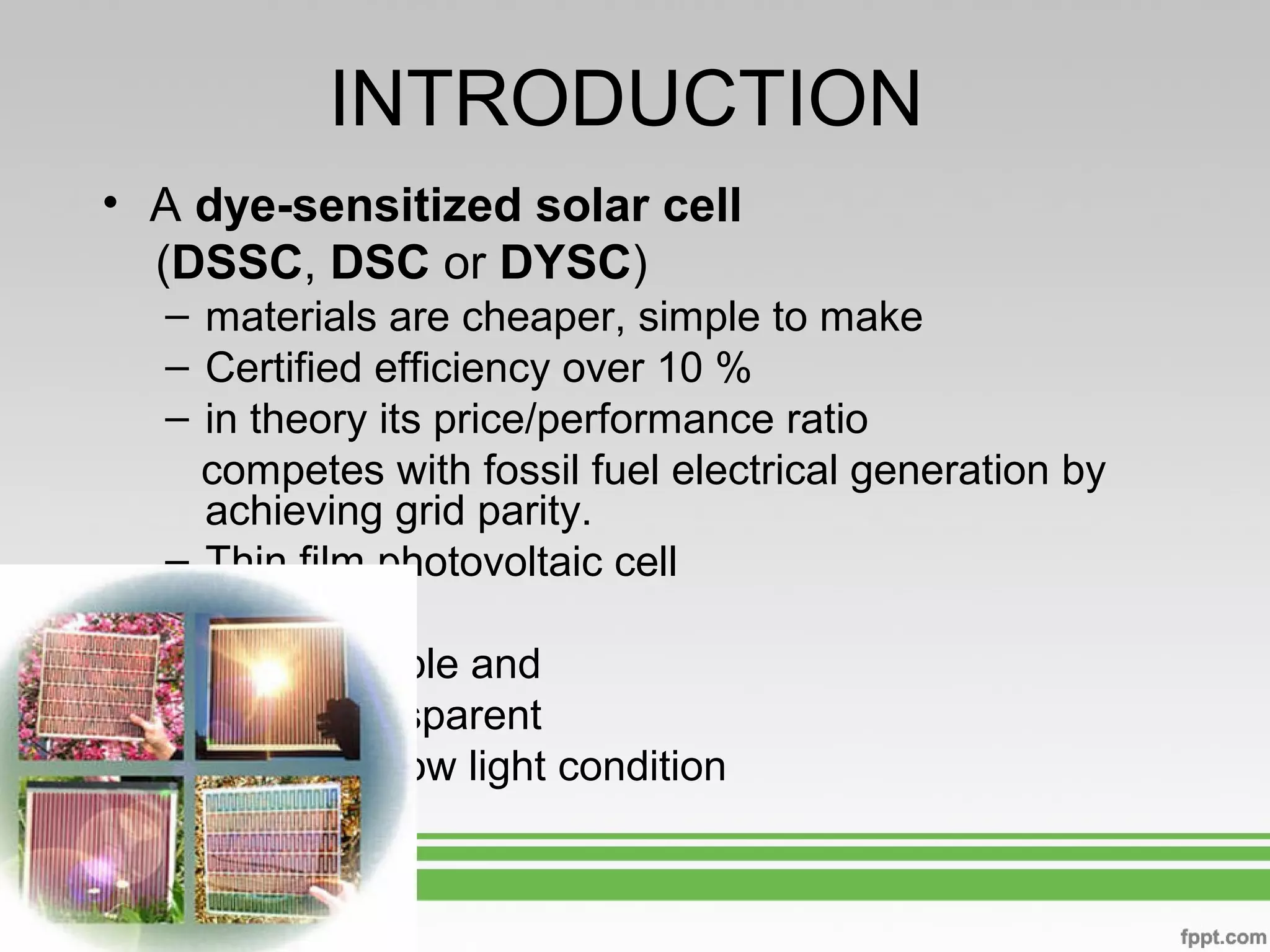 Dye-Sensitized Solar Cells | PPT