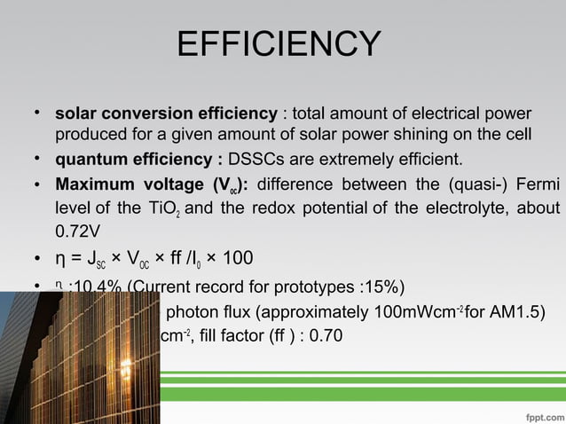 Dye-Sensitized Solar Cells | PPT