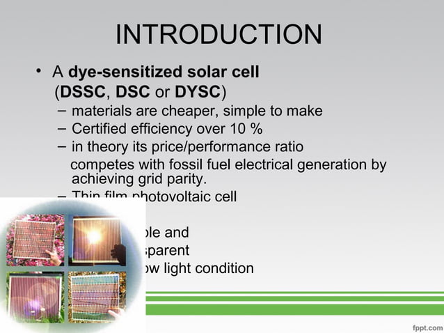 Dye-Sensitized Solar Cells | PPT