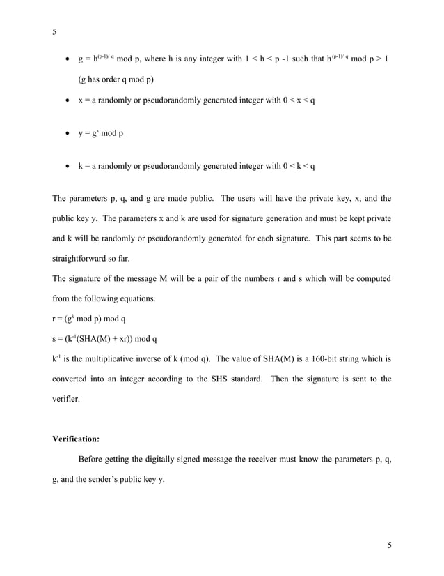 Dss digital signature standard and dsa algorithm | PDF