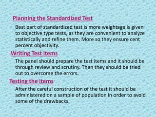 teacher made test Vs standardized test | PPTX