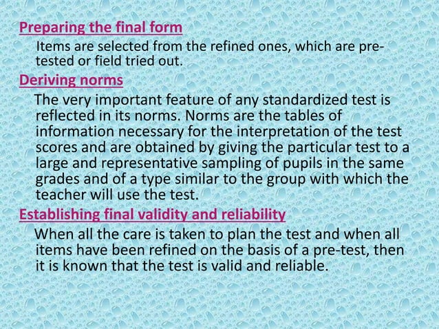 teacher made test Vs standardized test | PPTX