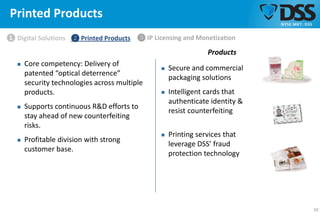 DSS Company Presentation November 2015 | PPT