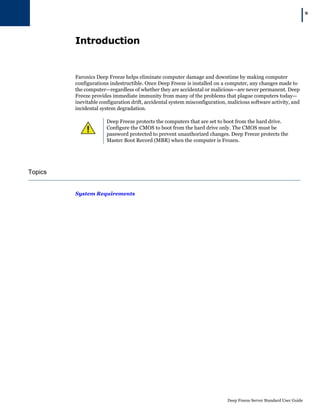 Faronics Deep Freeze Server Standard User Guide | PDF