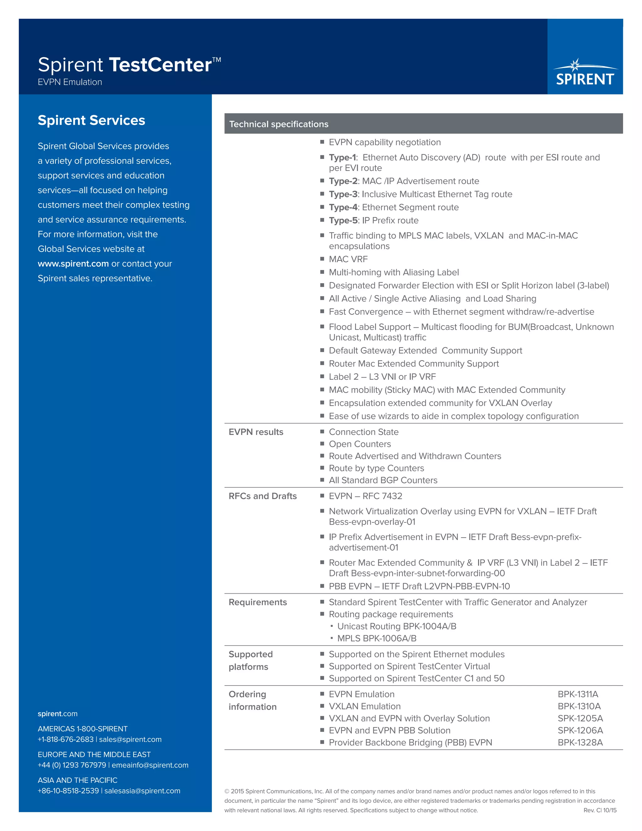 Spirent TestCenter EVPN Emulation | PDF
