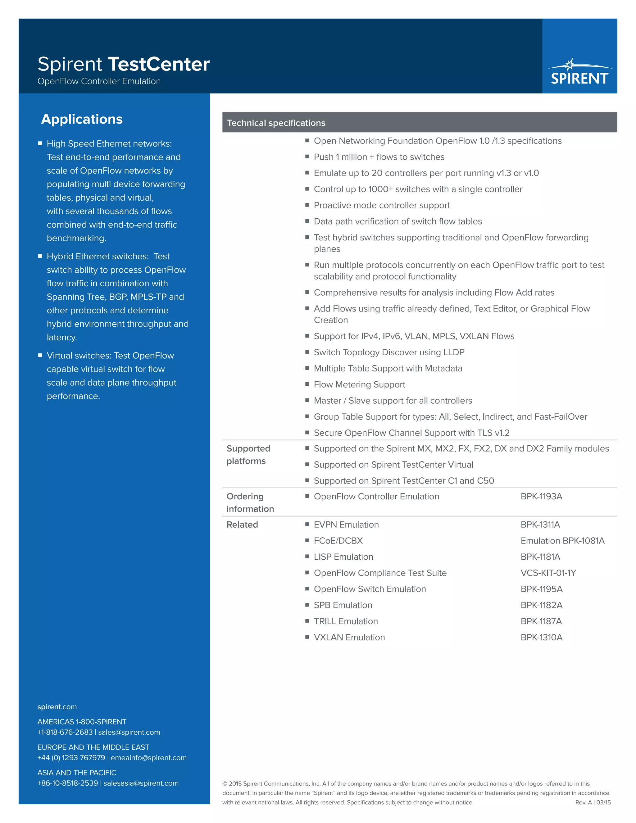 Spirent TestCenter OpenFlow Controller Emulation | PDF Spirent TestCenter OpenFlow Controller Emulation | PDF