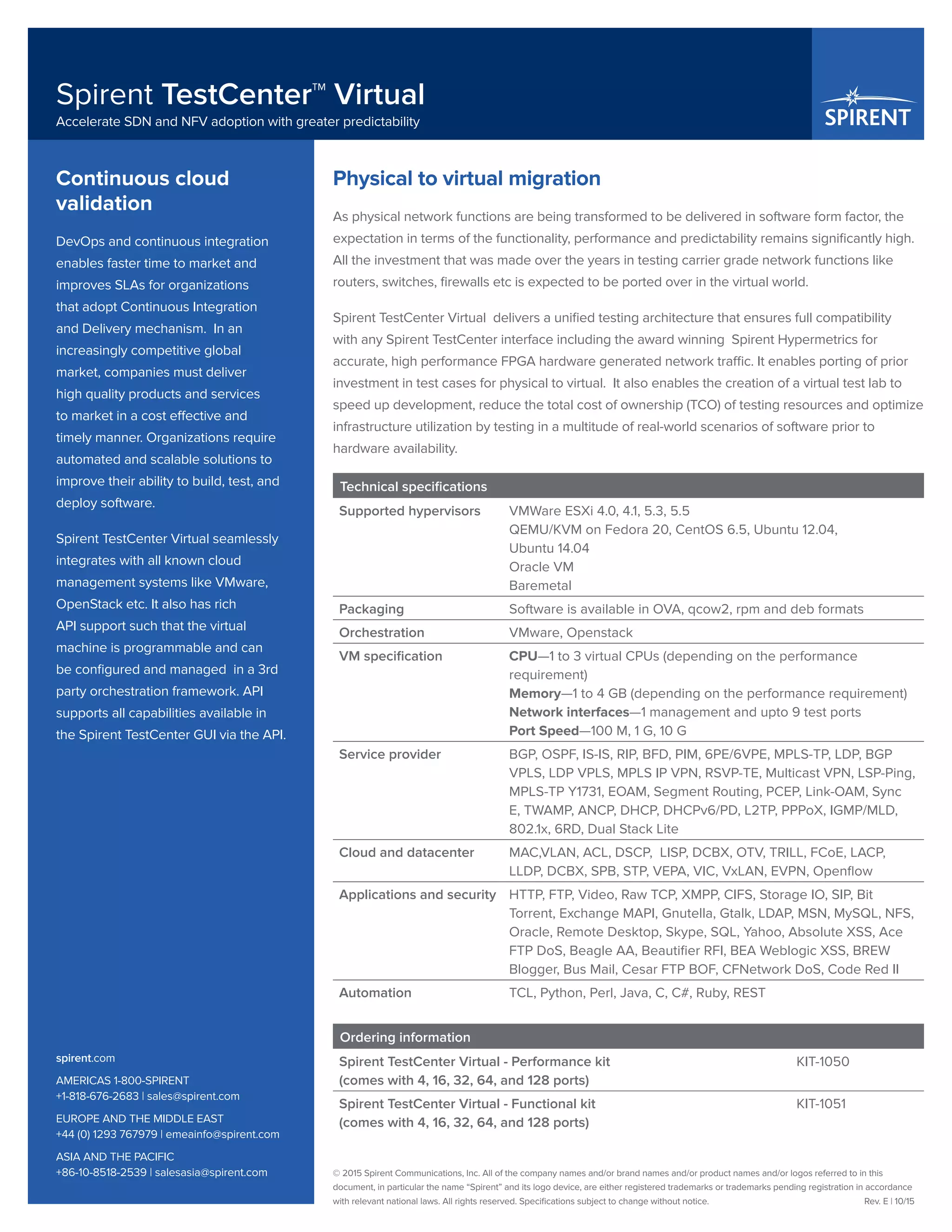 Spirent TestCenter Virtual | PDF
